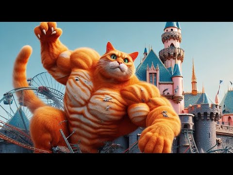 The orange cat monster destroys Disneyland - YouTube