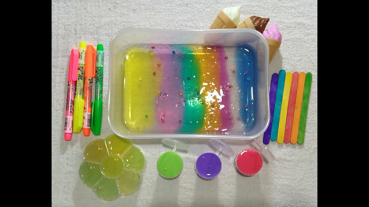 Beautiful Rainbow Slime Mixing - YouTube