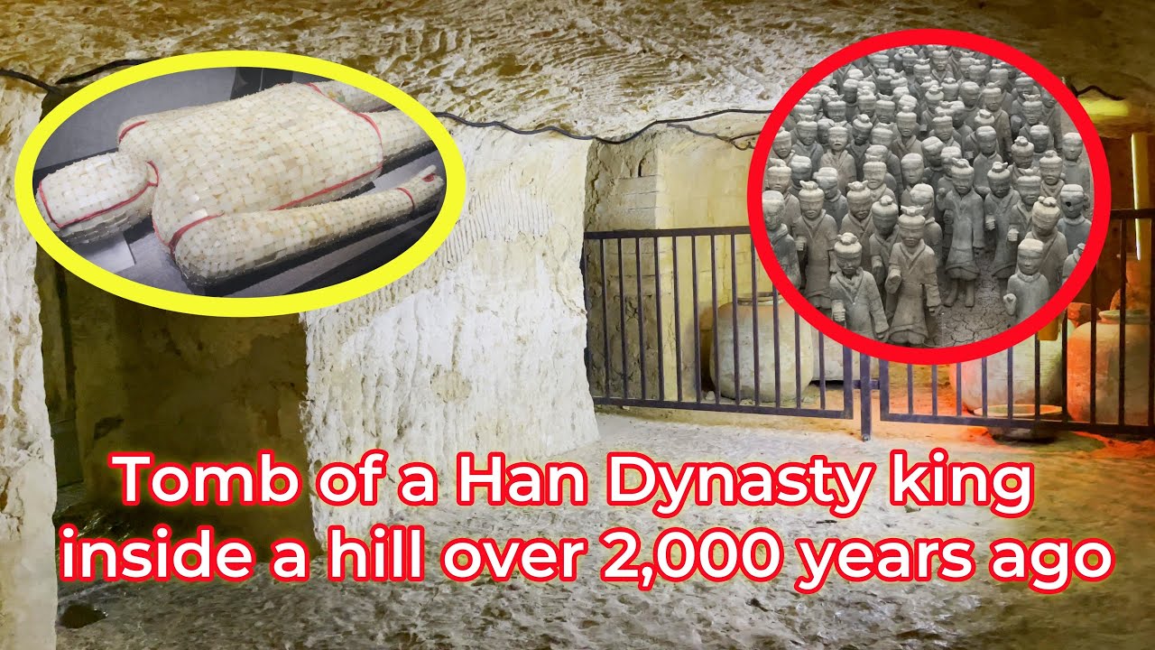 Tomb of a China Han Dynasty king 2,000 years ago, inside a hill, with ...