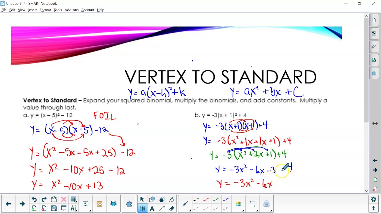Converting Between Types of Quadratic Equations - YouTube
