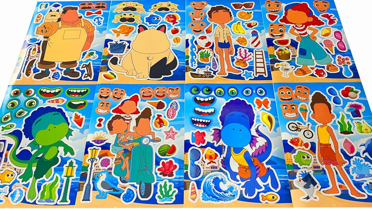 [ToyASMR] Decorate with Sticker Book Luca Disney Pixar DIY 🍉 #asmr # ...