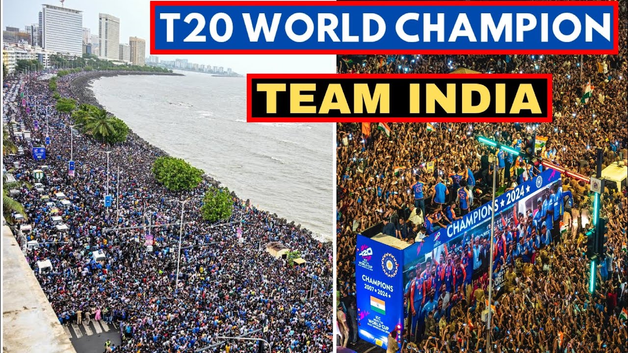 Team India RoadShow । Indian Cricket Team Mega Victory Prade Begins Sea ...