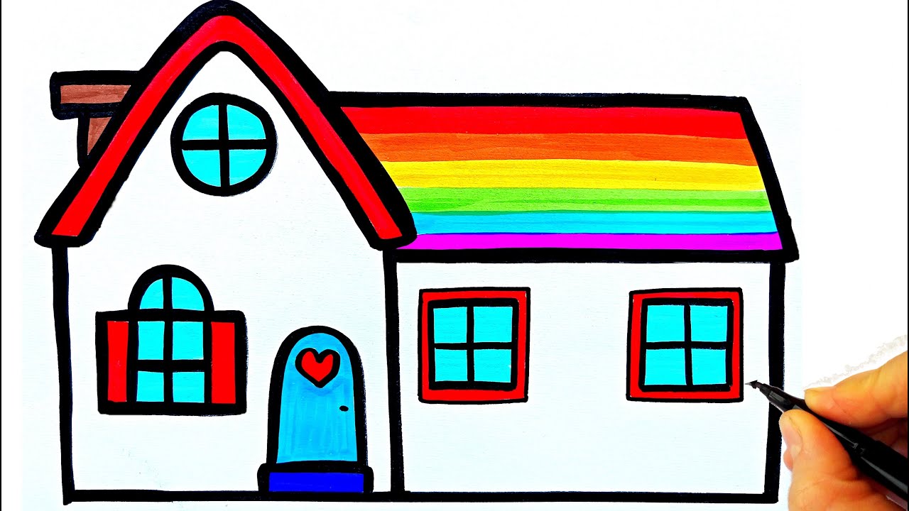 Çok Kolay Ev Çizimi - Güzel Ev Çizimi - Ev Resmi Nasıl Çizilir? - Kolay ...