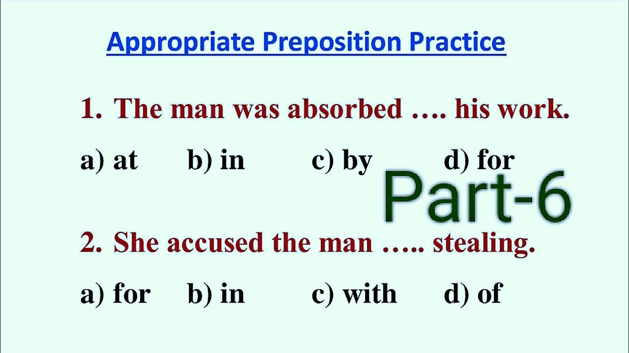 Appropriate Preposition MCQ questions Practice | Part-6 | Preposition ...