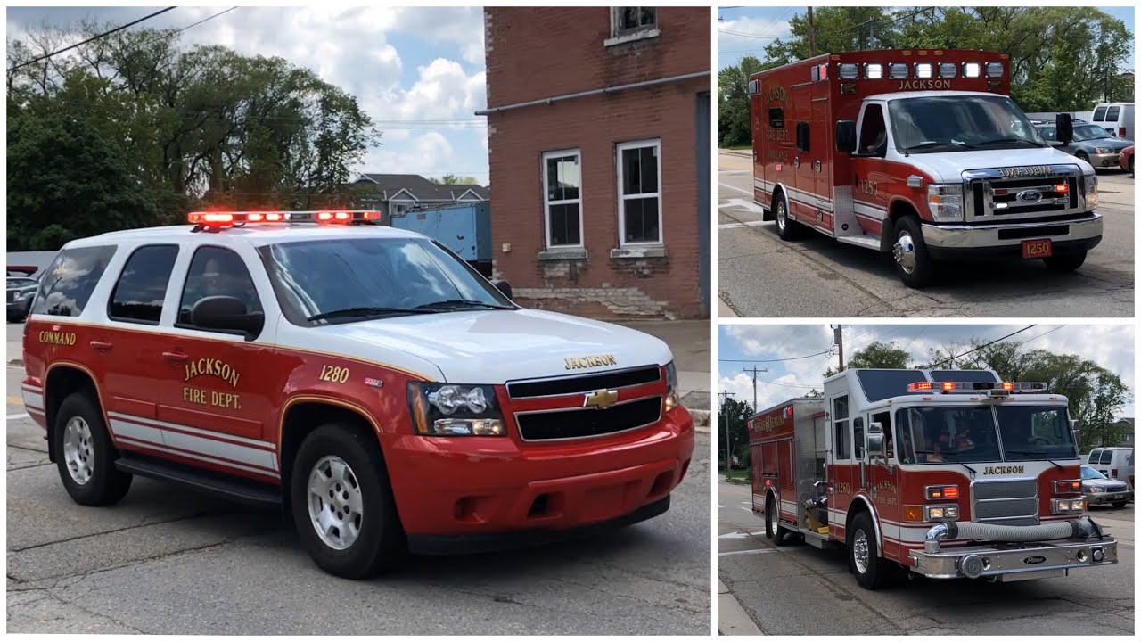 Jackson Command 1280 X2, Ambulance 1250, and Engine 1260 X2 Responding ...