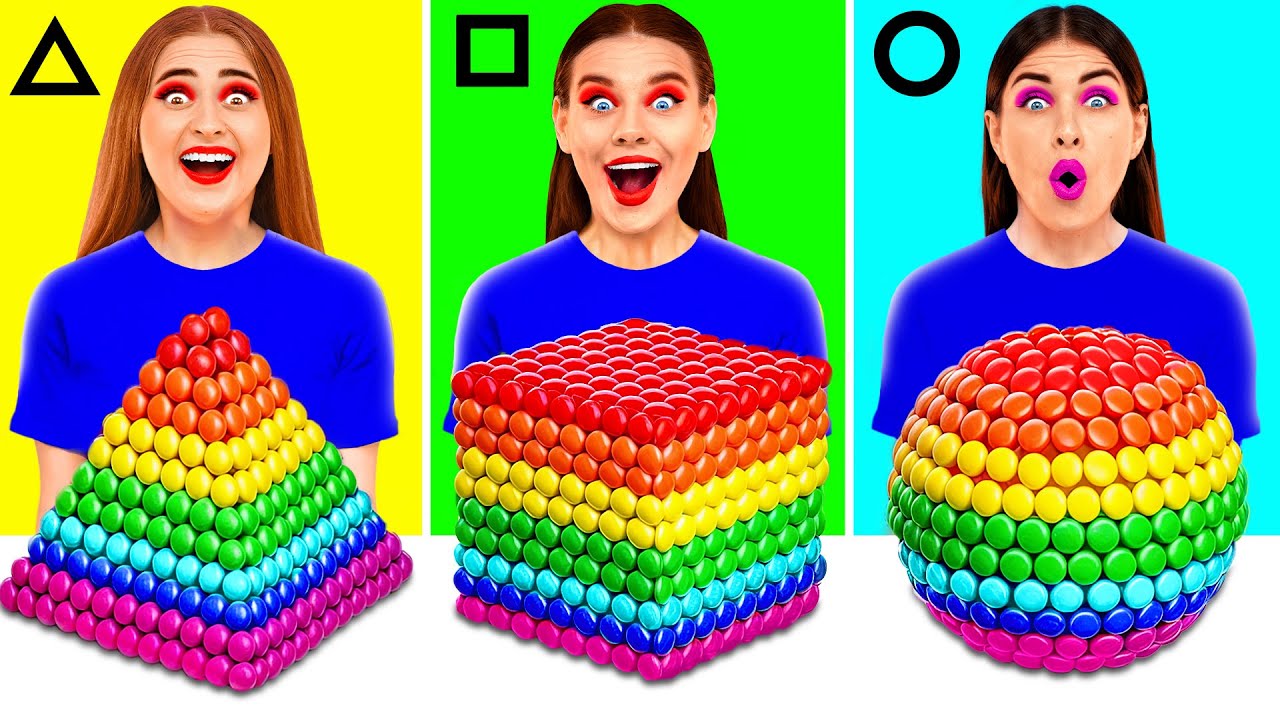 Geometric Shape Food Challenge | Funny Food Challenges by Happy Fun ...