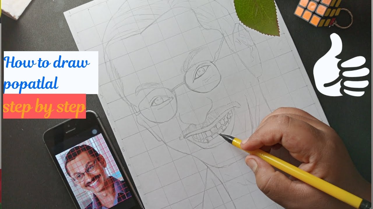 How to draw popatlal drawing|| step by step || Jasmeet Arts - YouTube
