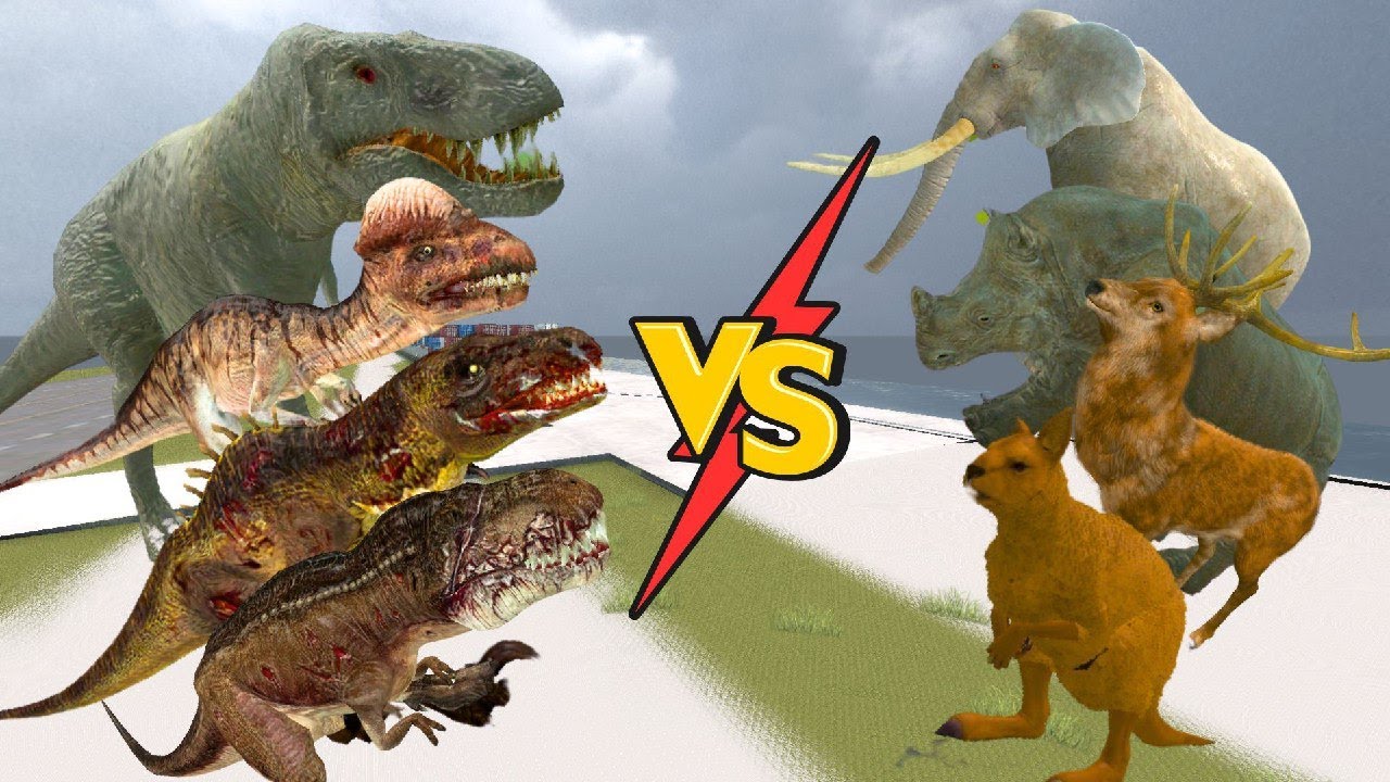 NEW DINOSAUR T-REX VS NEW ZOOCHOSIS ANIMALS IN THE SUB BY GARRY'S MOD ...