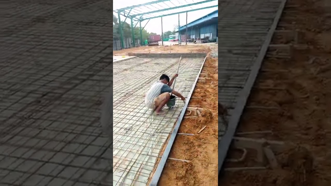 pembesian pelat lantai gudang - YouTube