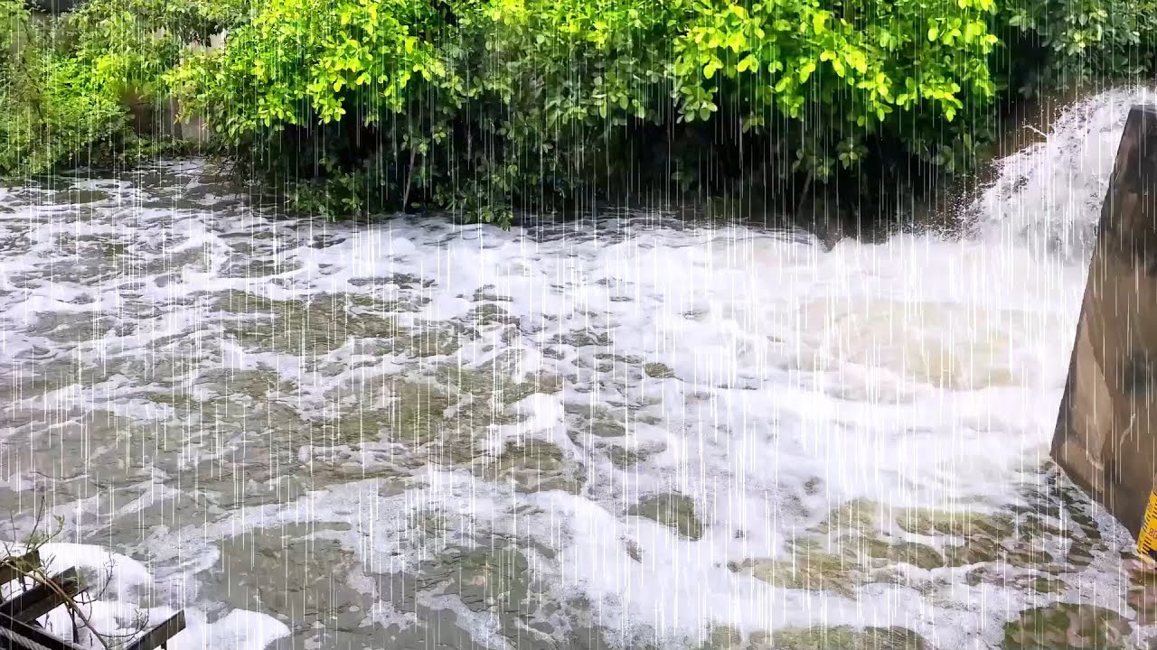 Rain, wind, flowing water and nature sounds for relaxation and deep ...