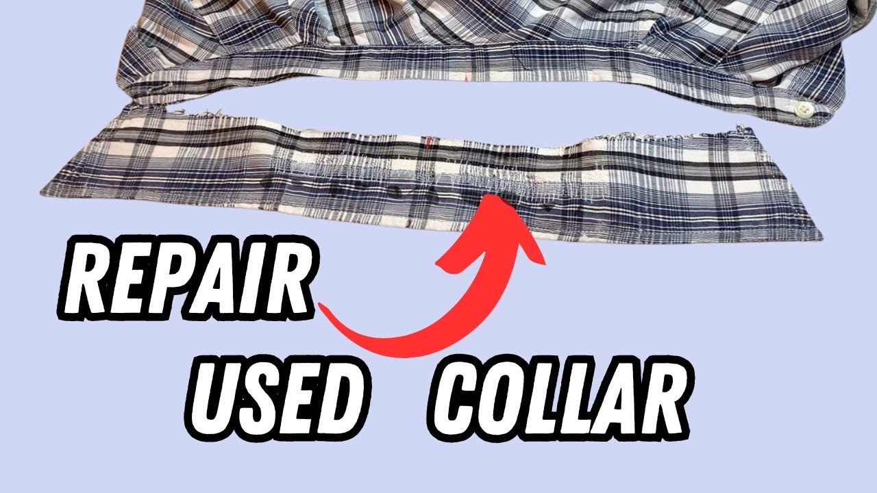 A sewing trick on how to fix the worn shirt collar with the invisible ...