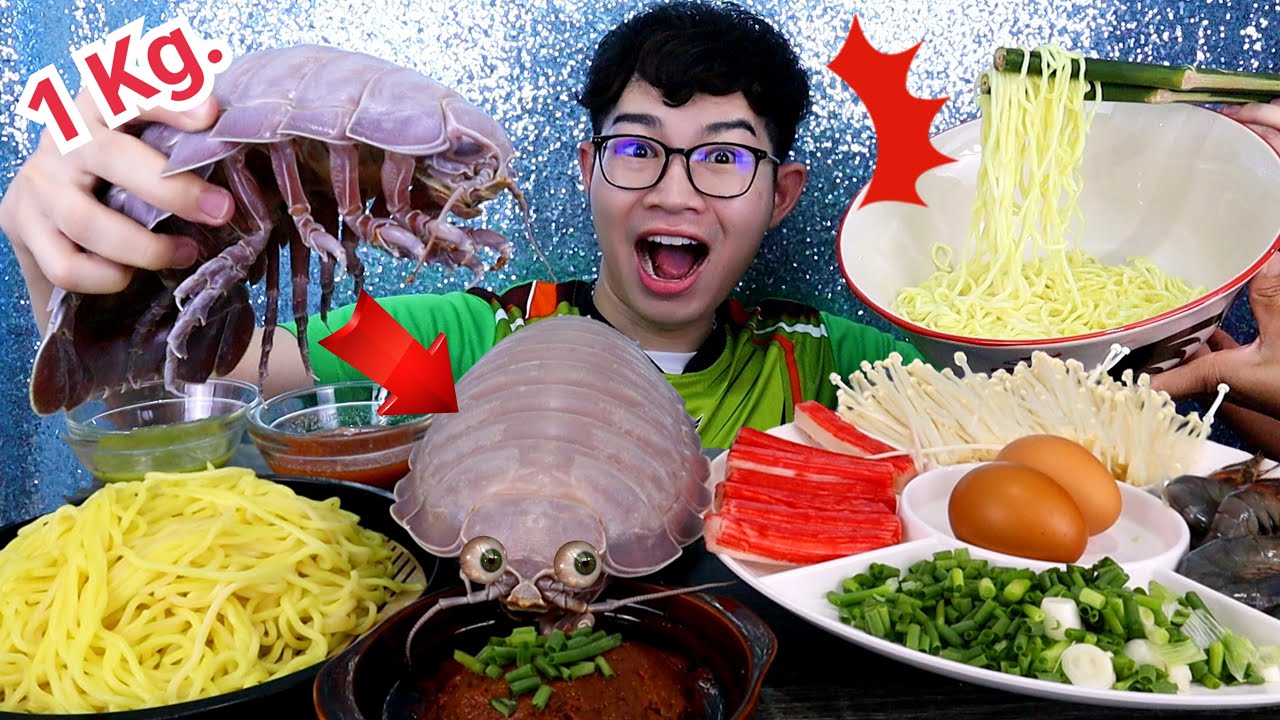 ไอโซพอดยักษ์ 1กิโล กินอาหารแปลก ราเมงชามยักษ์ เอเลี่ยนกินได้ #Mukbang ...