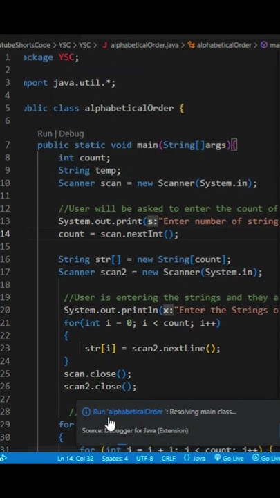 Order String Alphabetical Java Program Java Coder Programmer Youtube