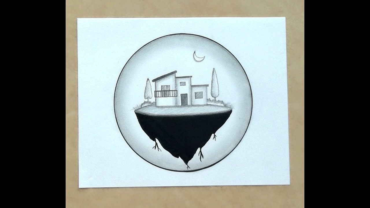 Easy Floating Island Drawing and Shading for Beginners|Pencil Drawing ...