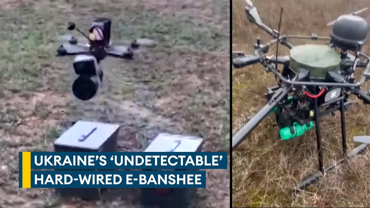 Ukraine plans mass-production of fibre-optic E-Banshee hexacopter - YouTube