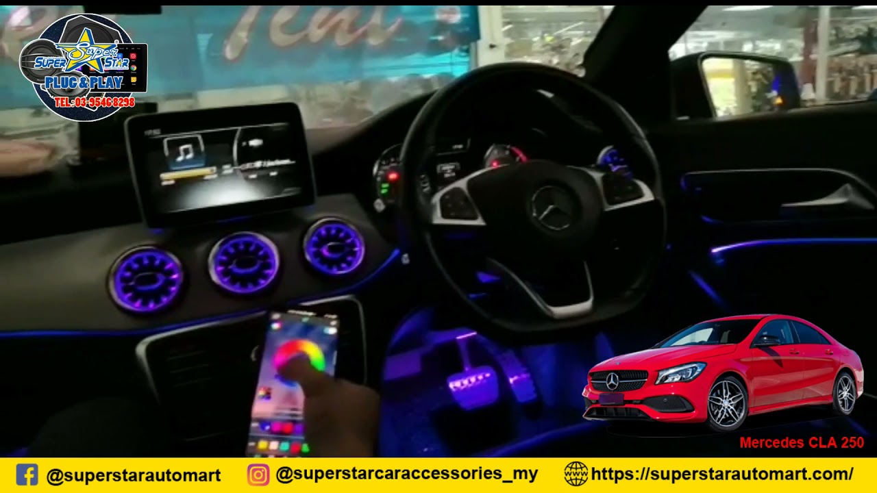 Mercedes Cla 250 Install Car interior Ambient LED Light - YouTube