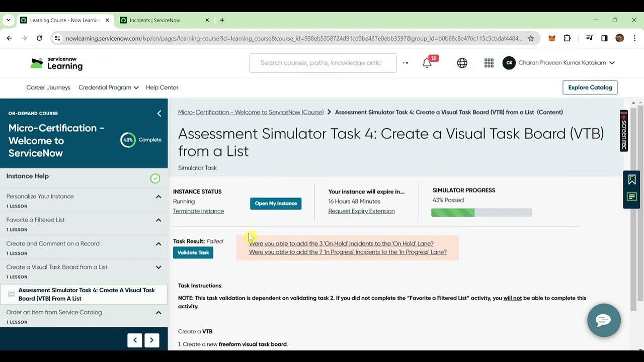 Micro-Certification - Welcome to ServiceNow | Create a Visual Task ...