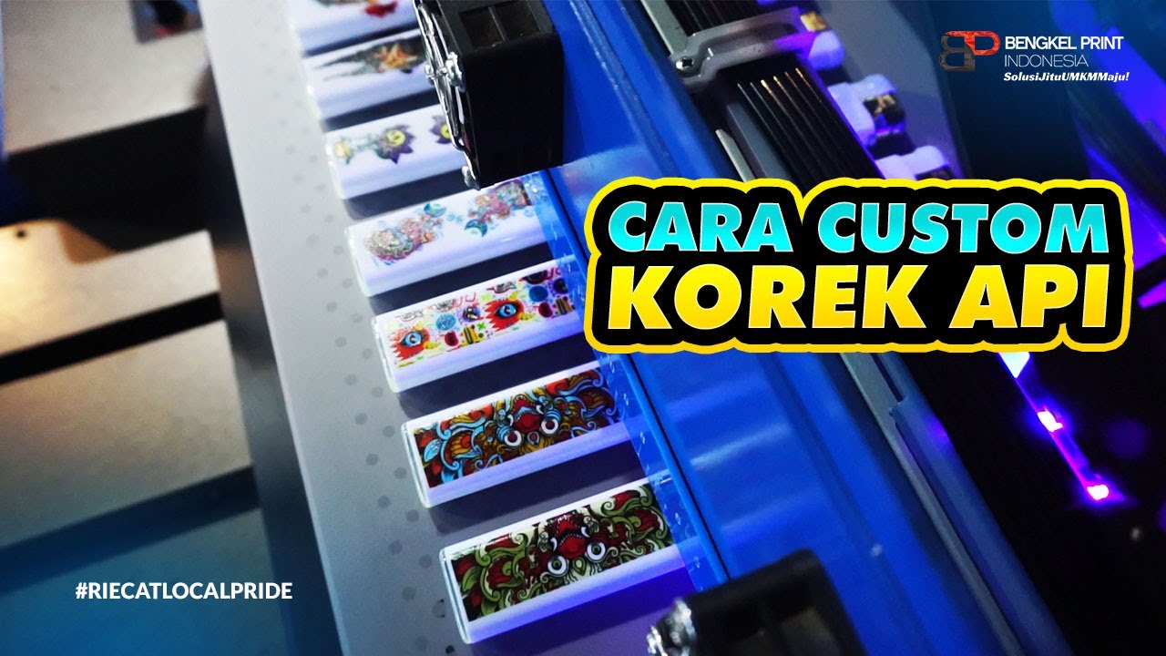 Cara Print Korek Menggunakan Mesin Printer UV Flatbed Riecat - YouTube