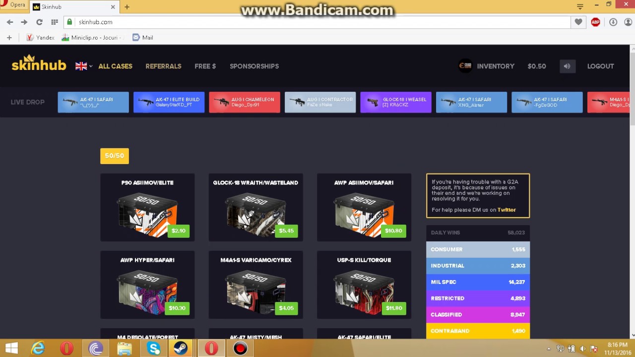 skinhub.com |NEW|Free case opening (0.50$)|code:MILANO|CSGO| - YouTube