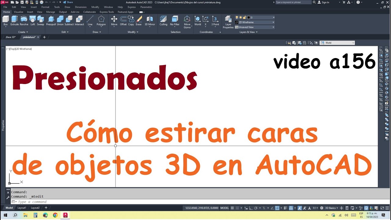 Estirar caras de objetos 3D en AutoCAD - YouTube