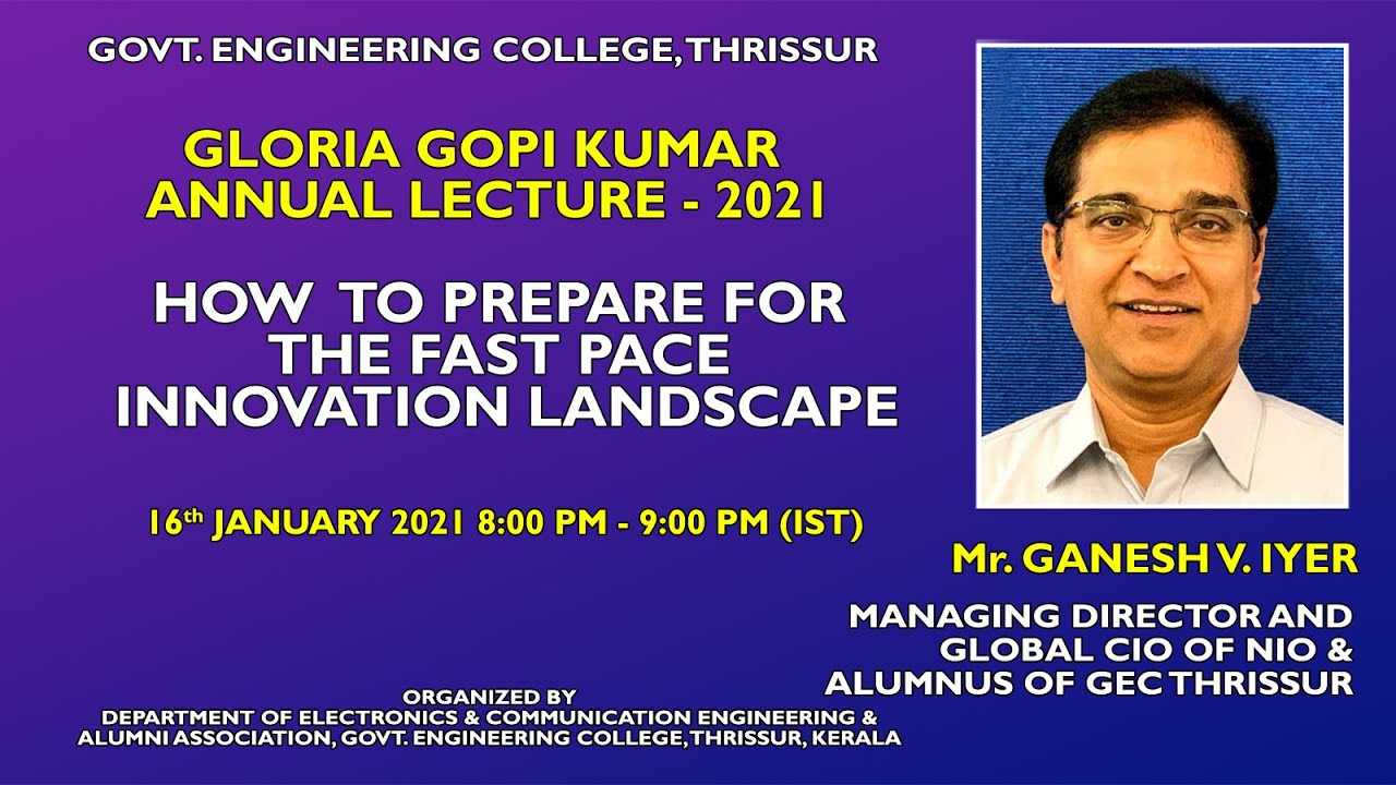 Gloria Gopi Kumar Annual Lecture - 2021. - YouTube
