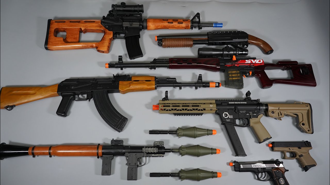 RPG7 and AK47 + Wood M4 or AR15 Airsoft Toy Gun Nerf Gun SVD Sniper ...