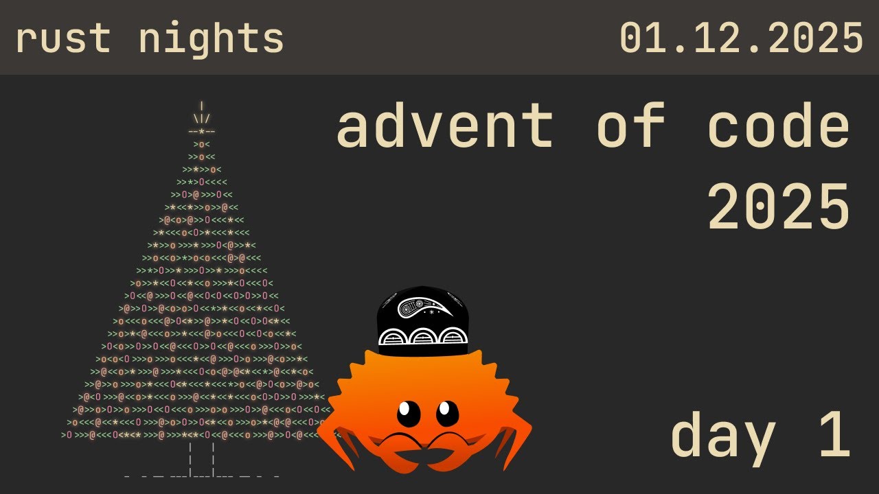 🇺🇿 day 1 @ advent of code 2025 @ rust nights | 01.12.2025 - YouTube