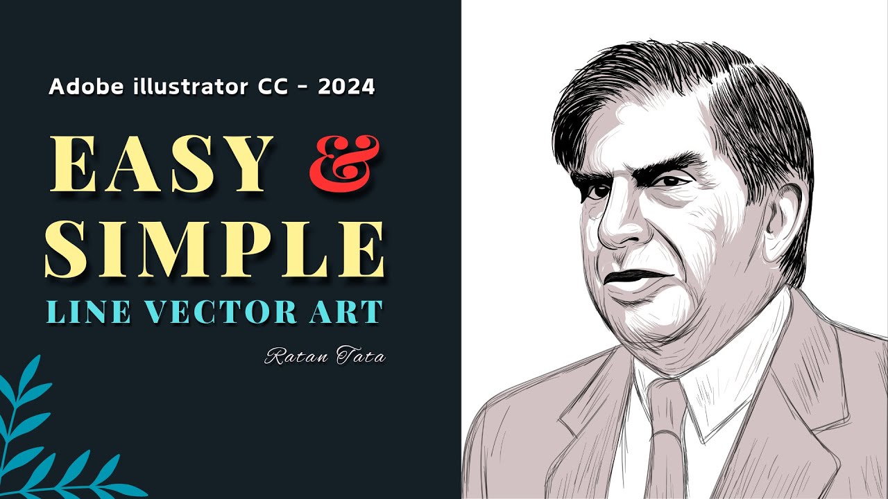 EASY & SIMPLE Line Vector Art: Ratan Tata Portrait | Adobe Illustrator ...