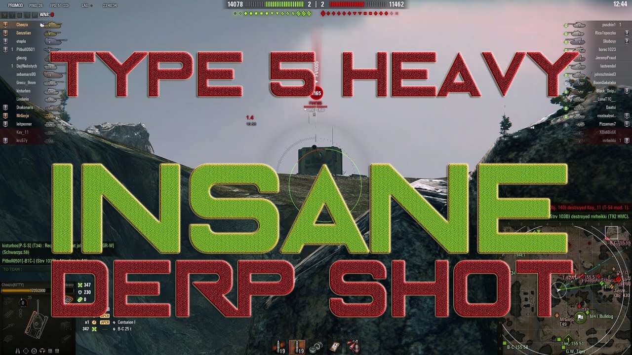 World of Tanks - Most ridiculous Type 5 Heavy derp shot ever! - YouTube