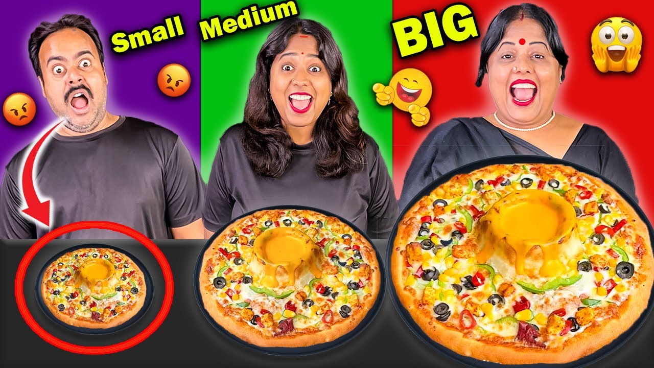 BIG VS MEDIUM VS SMALL FOOD CHALLENGE | CHOCOLATE CHALLENGE WITH ...
