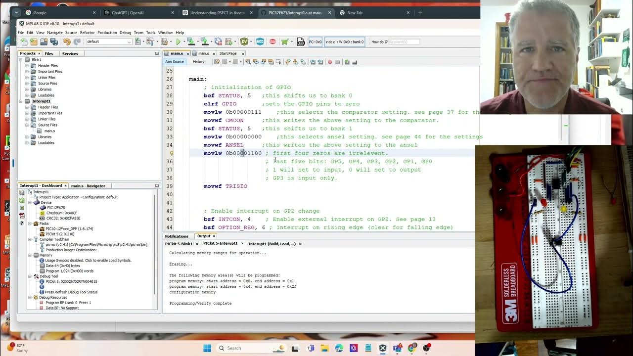 PIC12F675 Lab 5 - Mastering Interrupts: GPIO-Triggered Program Flow Control - YouTube