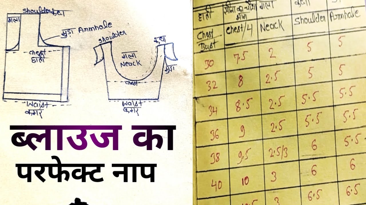 Perfect Blouse Cutting Measurment Chart ||Shoulder,Neck width,Armhole ...