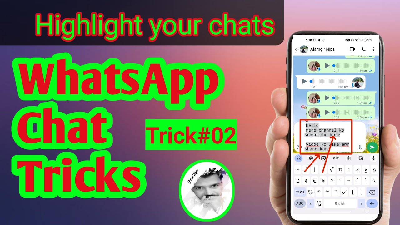 Trick#02 Whatsapp chat trick || Highlight your chat - YouTube
