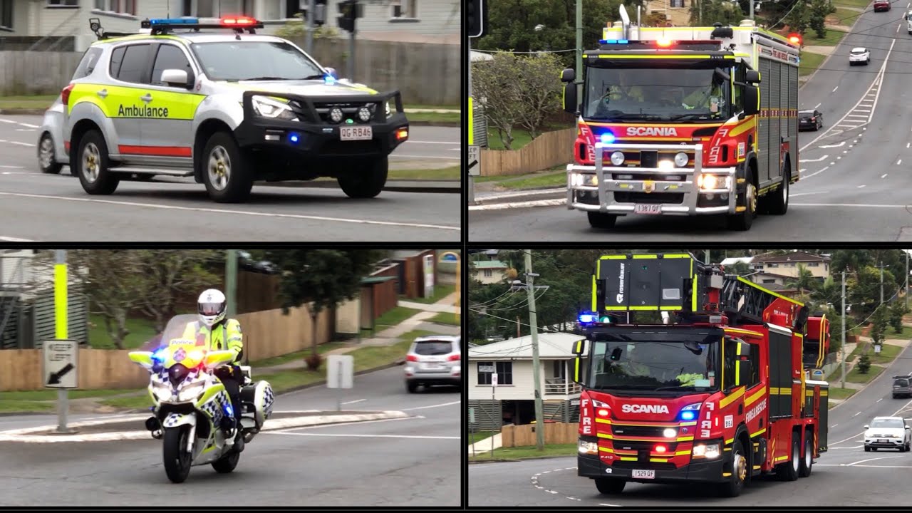 Multiple Responses | QPS, QFRS, QAS responding to Car Vs Daycare - YouTube