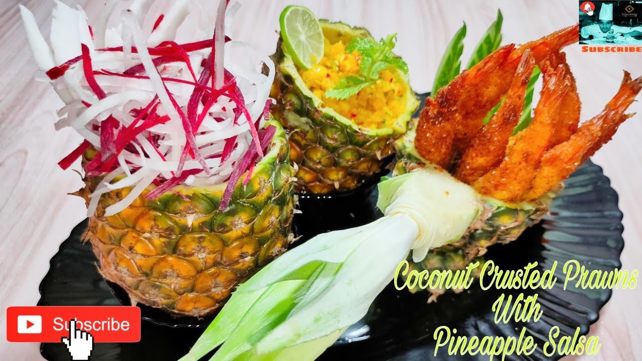 Coconut Crusted Prawns With Spicy Pineapple Salsa, Crispy Prawn ...