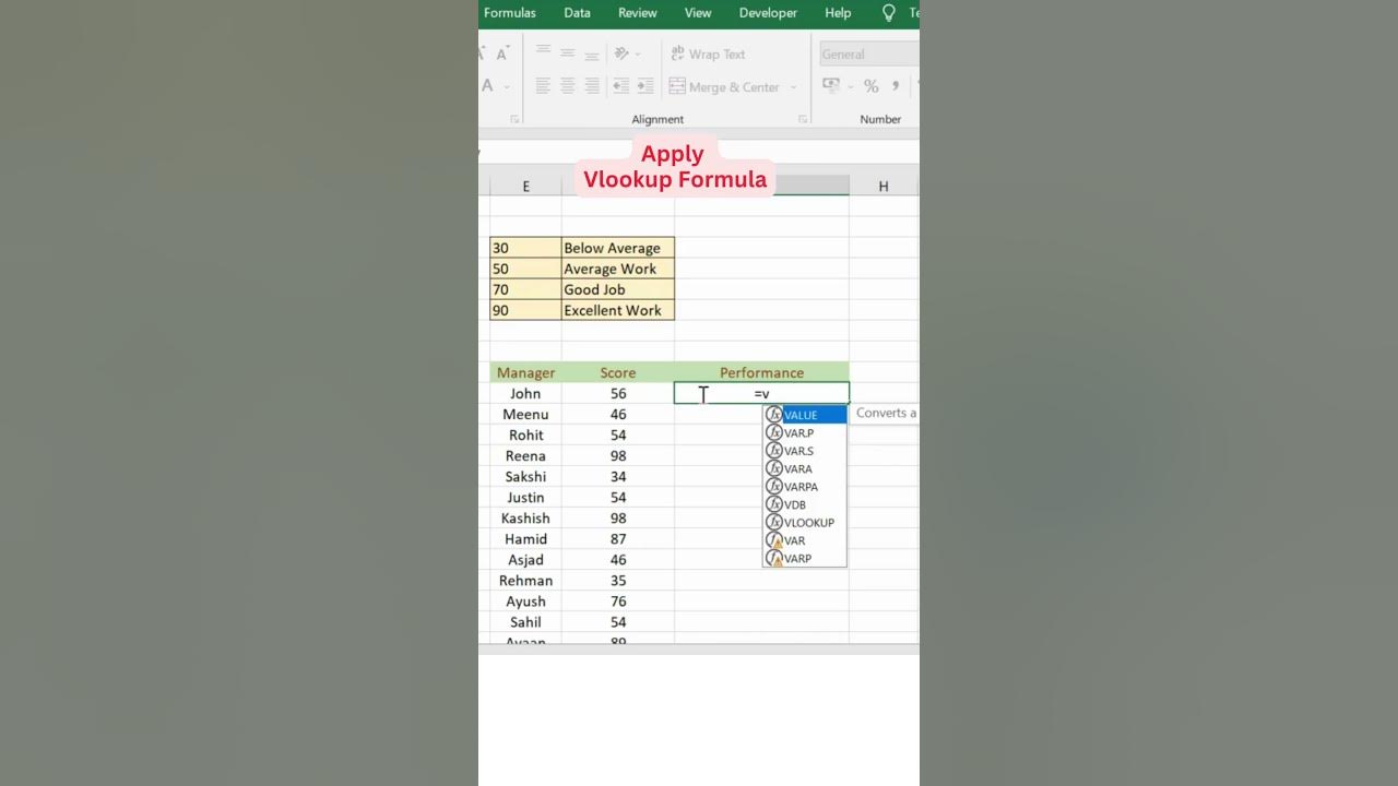 How to use Vlookup in Excel | Vlookup Function in 30 seconds #shorts #exceltips #vlookupformula ...