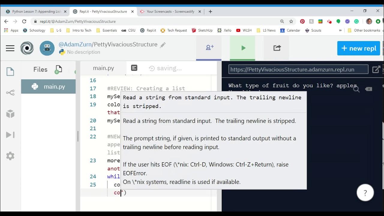 Python Lesson 7 Appending Lists Video Notes - YouTube