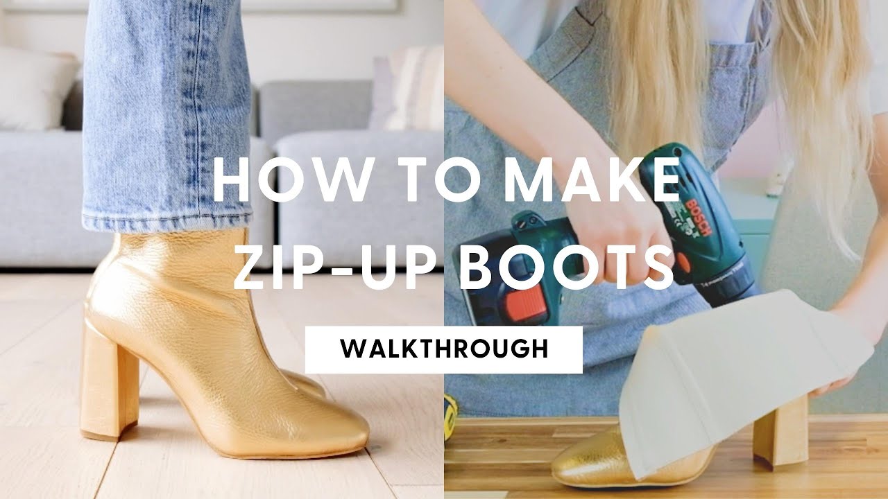 How To Make Gold Zip-Up Boots | HANDMADE | Shoemaking Tutorial - YouTube