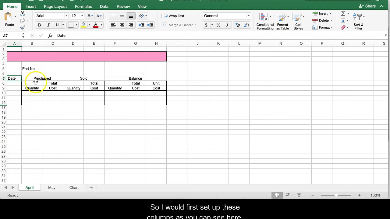 Perpetual Inventory Record Set up - YouTube