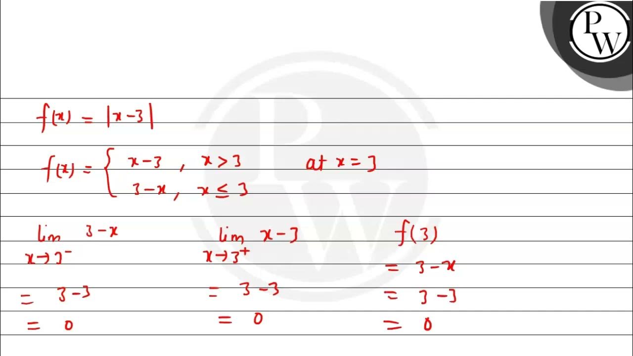 Prove that the function f given by f(x)=|x-3|, x ∈ R is continuous but not differentiable at x=3 ...