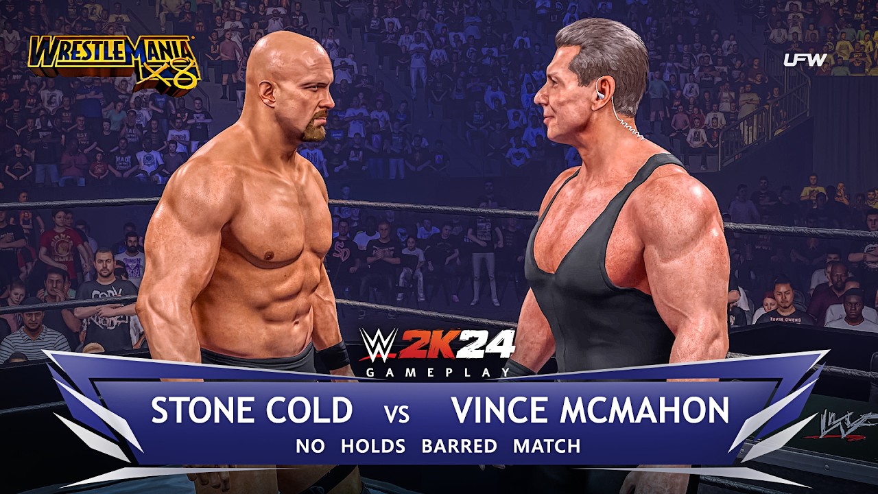 WWE2K24 - Stone Cold Steve Austin vs Vince McMahon in a No Holds Barred ...