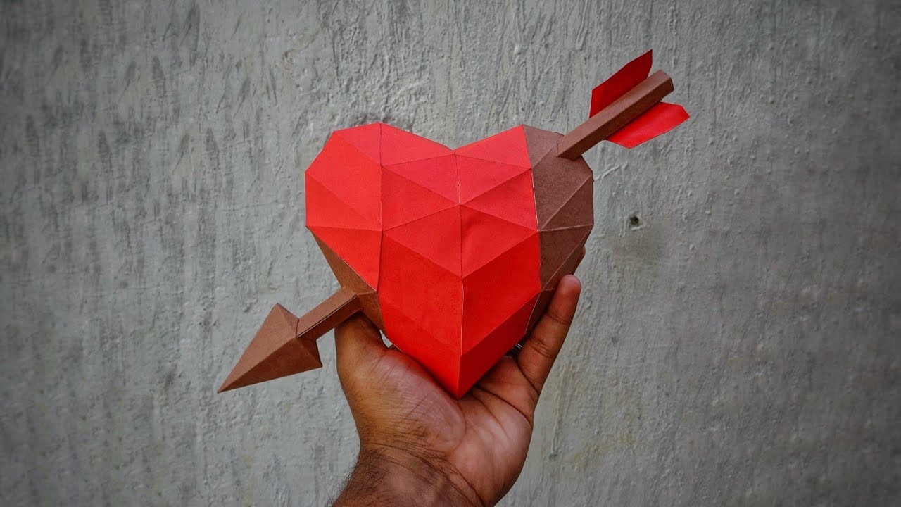 Diy Lowpoly Heart with Arrow - YouTube
