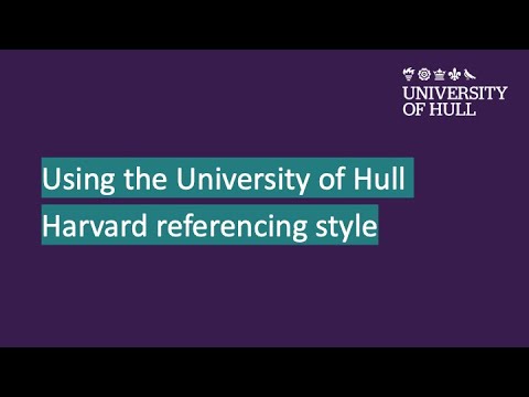 Using the University of Hull Harvard referencing style - YouTube