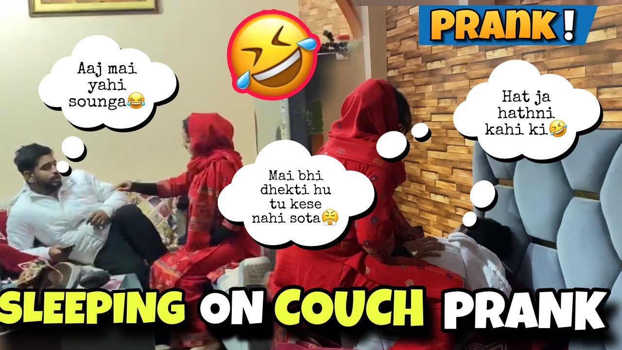 Sleeping on couch prank on wife 😂| Best Prank husband and Wife | MrandmrsGautam #prank # ...