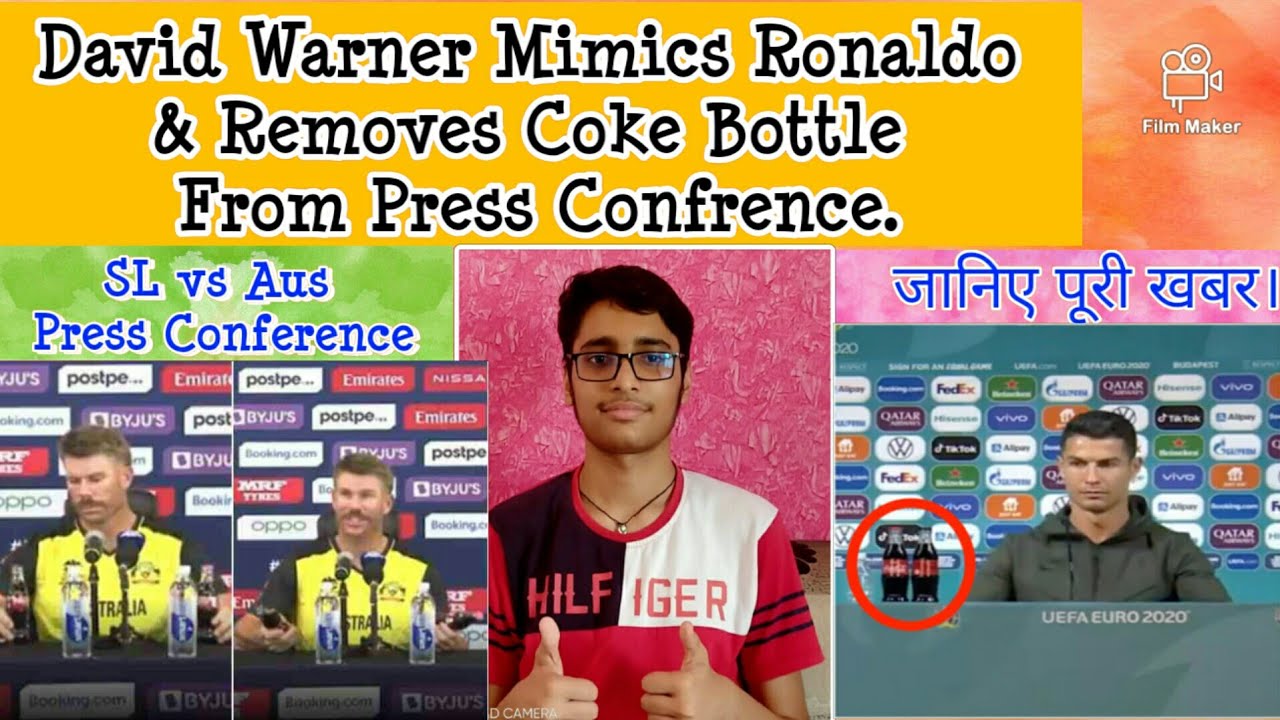 David Warner Mimics Ronaldo To Remove Coka Cola Bottle in Press ...