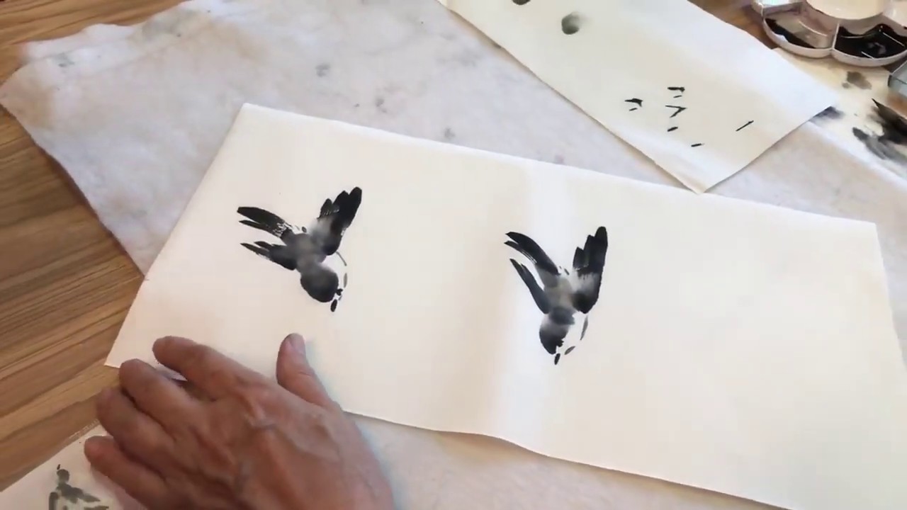 Small Birds Demonstration by Chinese Brush Painting/Sumi-e Master Ning ...