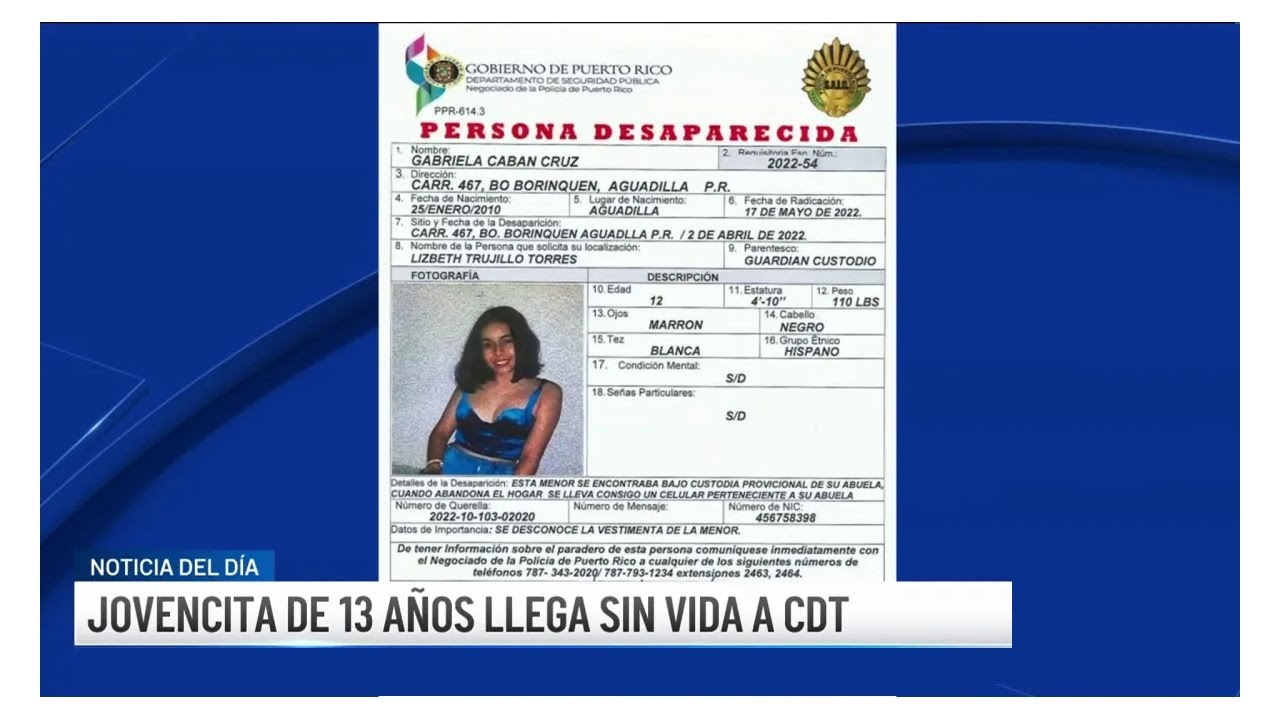 Caso Gabriela Caban Cruz joven de 13 años - YouTube