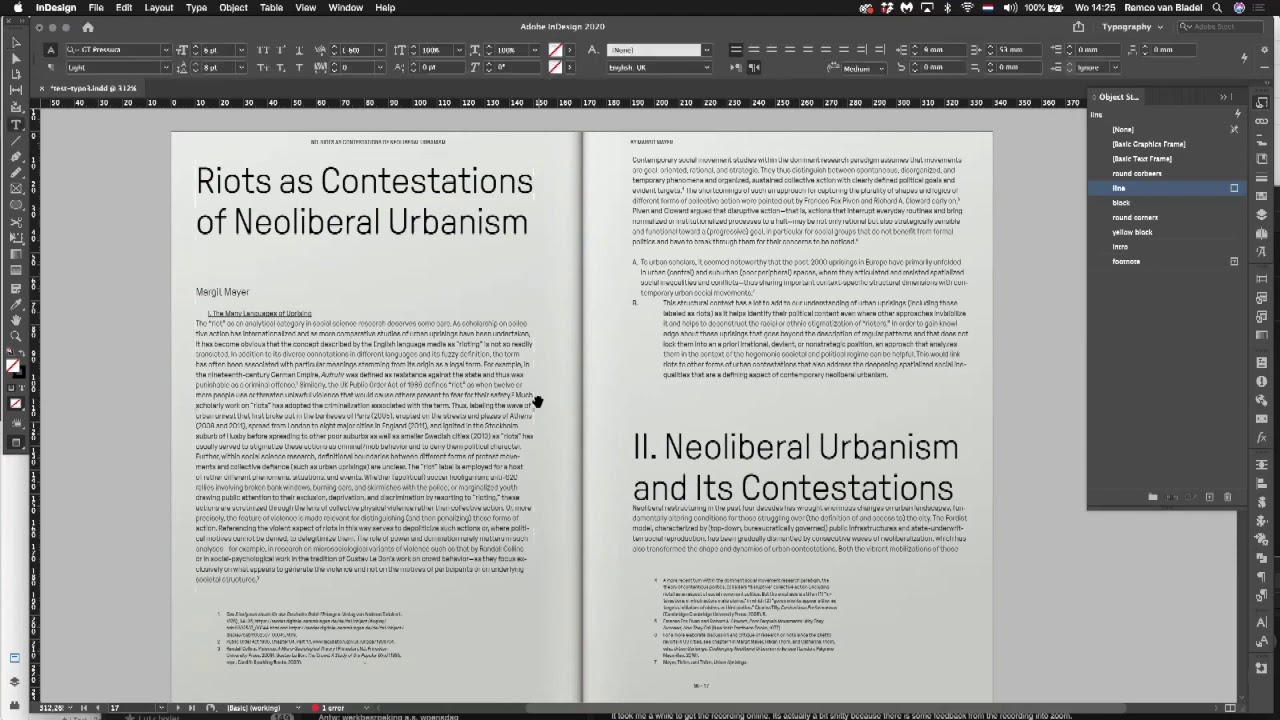 Typography class #2-3 Indesign Styles find and replace and footnotes ...