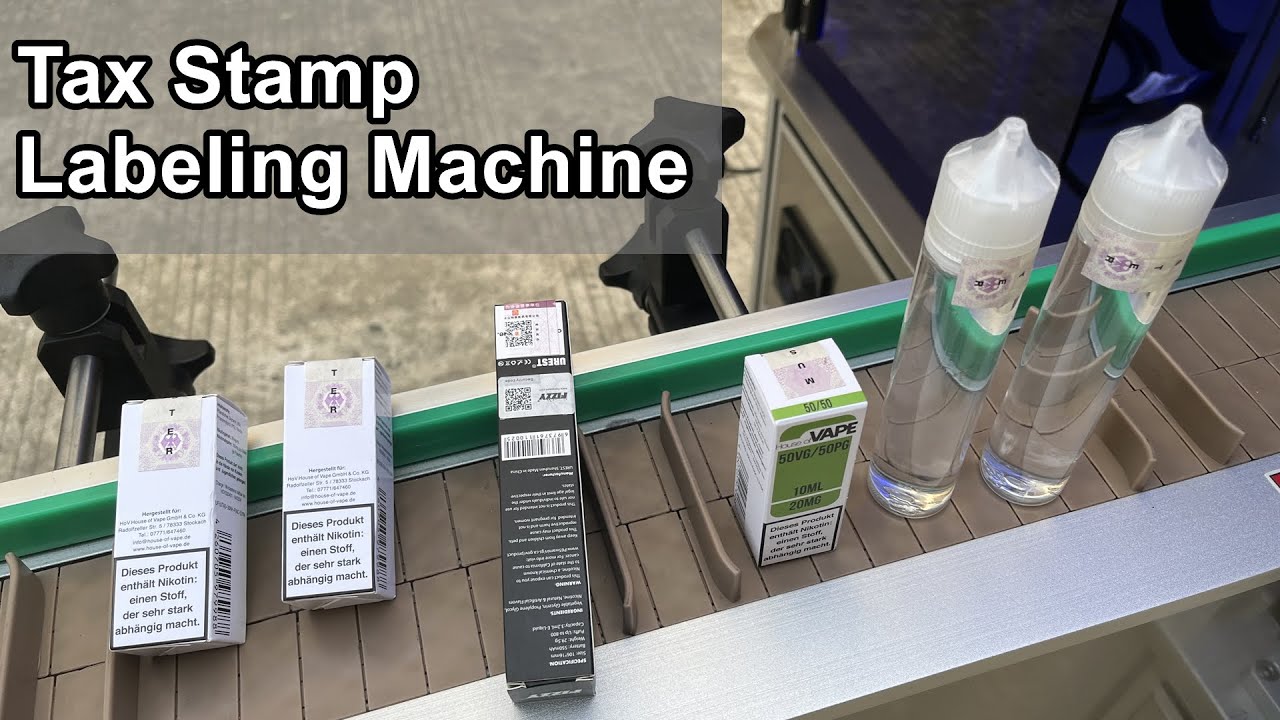 Tax Stamp Labeling Machine For E liquid Bottle - YouTube
