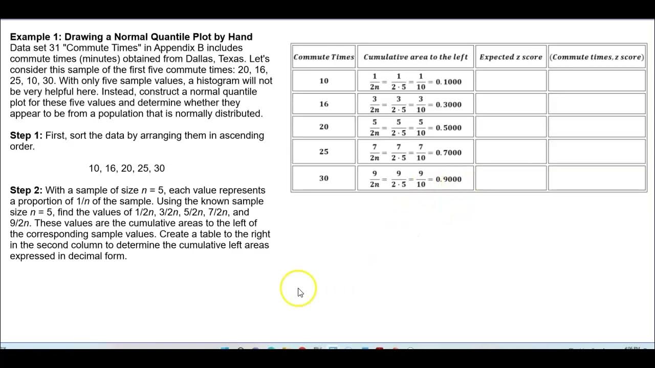Math 14 6.5 Example 1: Drawing a Normal Quantile Plot by Hand - YouTube